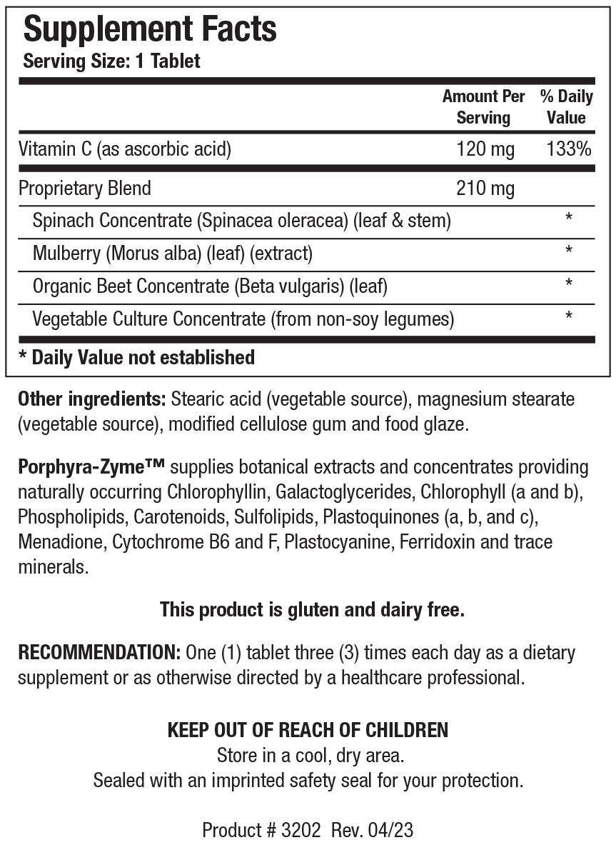 Porphyra-Zyme™ - 90 Tabs - Heavy Metal Chelation by Porphyrins (Biotic ...